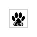 Modern Custom Pet Paw Print with Signature. Wooden Rubber Stamp | Zazzle