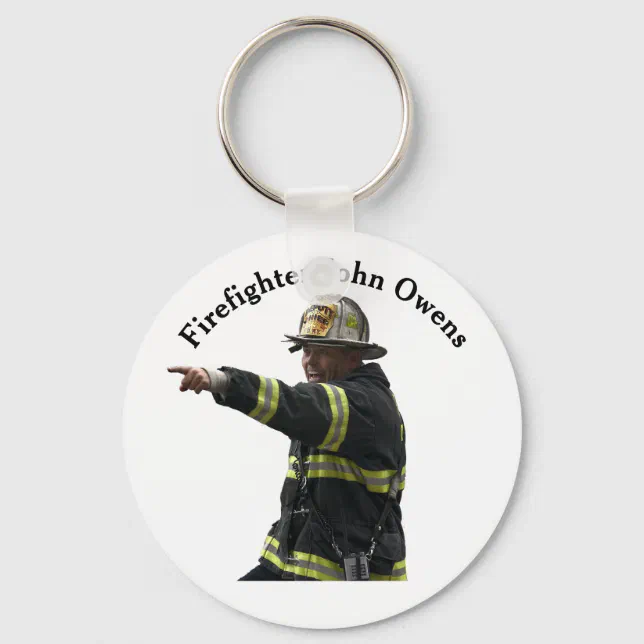 Modern Custom Photo and Name Firefighter Keychain | Zazzle