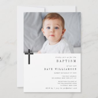 Modern custom photo baptism invitation | Zazzle