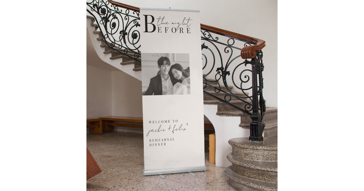Modern Custom Photo Chic Rehearsal Dinner Retractable Banner | Zazzle