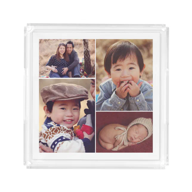 Modern Custom Photo Collage Acrylic Tray | Zazzle