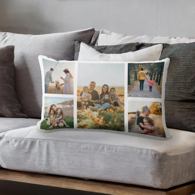 Modern Custom Photo Collage Lumbar Pillow | Zazzle