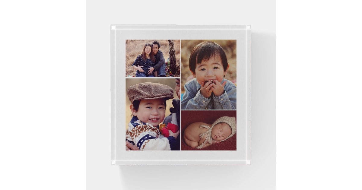 Modern Custom Photo Collage Paperweight | Zazzle