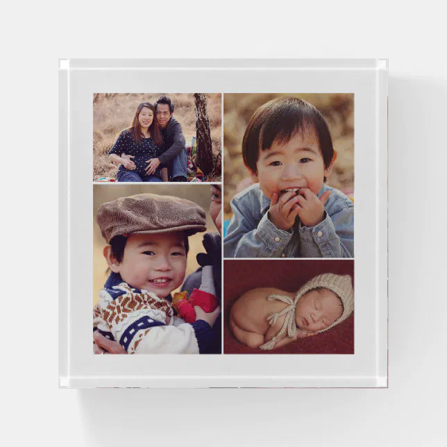 Modern Custom Photo Collage Paperweight | Zazzle
