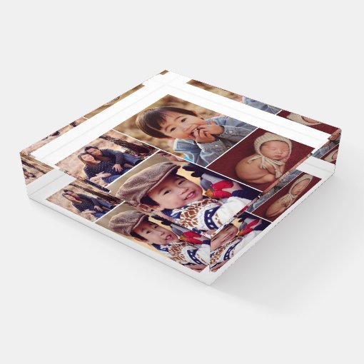 Modern Custom Photo Collage Paperweight | Zazzle