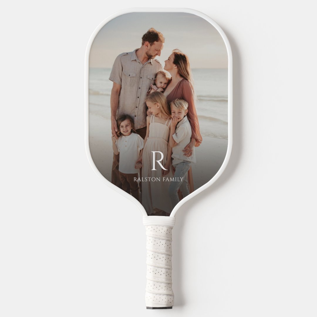 Modern Custom Photo Monogram and Name Pickleball Paddle | Zazzle