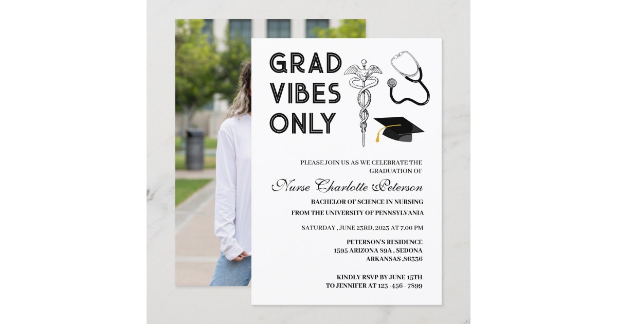 Modern Custom Photo Nurse Graduation Party Invitation | Zazzle