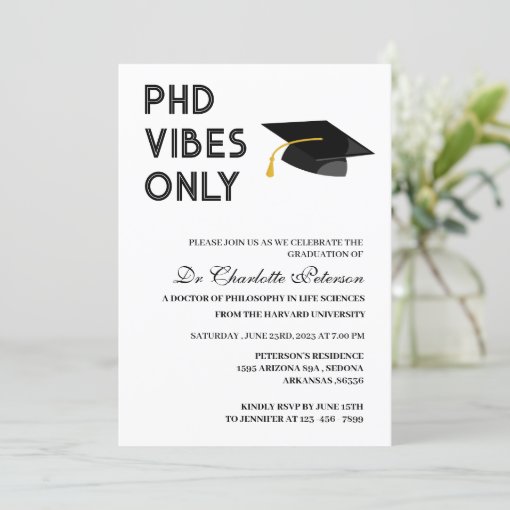 Modern Custom Photo PHD Doctoral Graduation Invitation | Zazzle