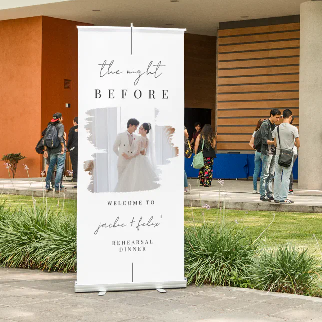 Modern Custom Photo Rehearsal Dinner Welcome Retractable Banner | Zazzle