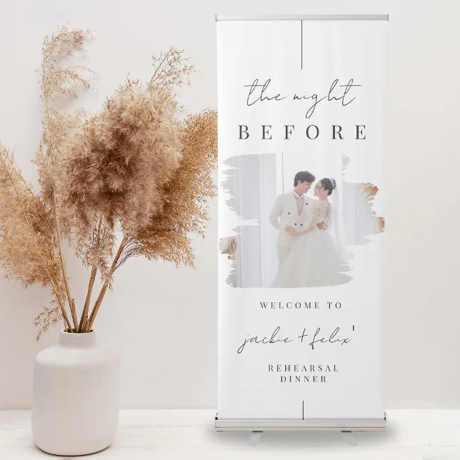Modern Custom Photo Rehearsal Dinner Welcome Retractable Banner | Zazzle