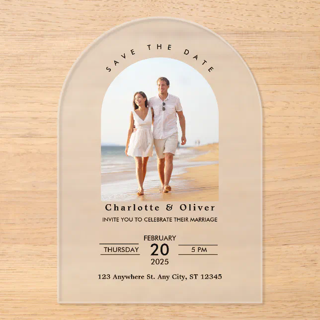 Modern Custom Photo Save The Date Acrylic Invitations | Zazzle