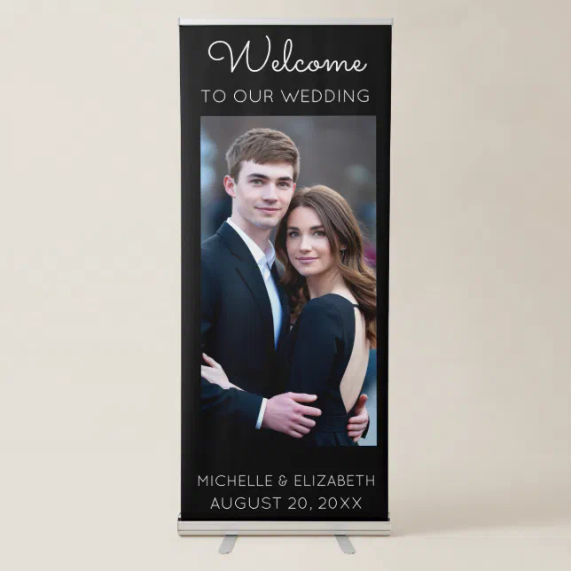 Modern Custom Photo Wedding Welcome Retractable Banner | Zazzle