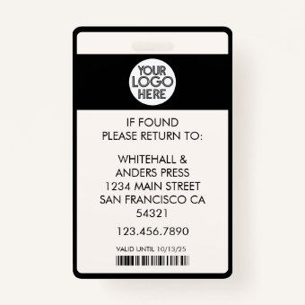 Modern Custom Press Pass Photo ID Logo QR Code Badge | Zazzle