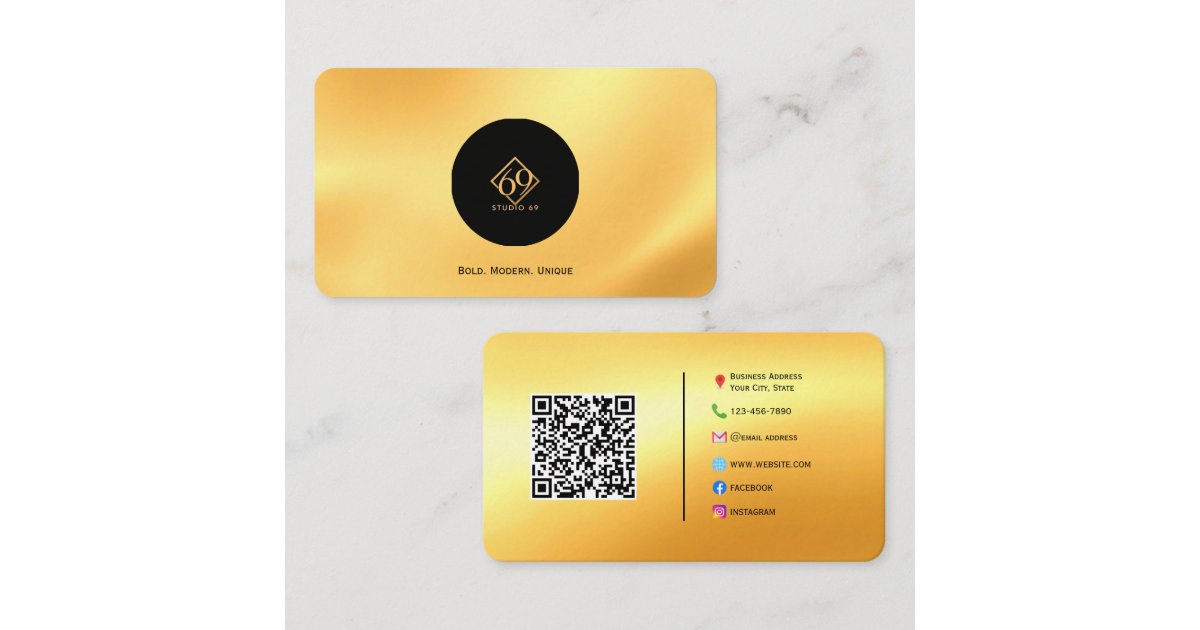 Modern Custom QR Code Business Card with Logo | Zazzle