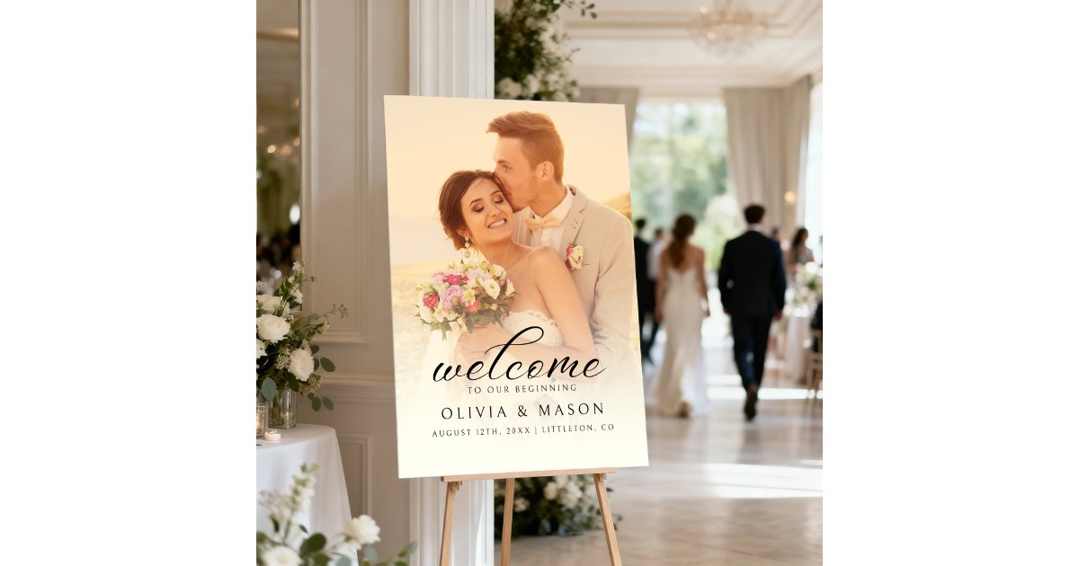 Modern Custom Soft Overlay Script Wedding Welcome Foam Board | Zazzle