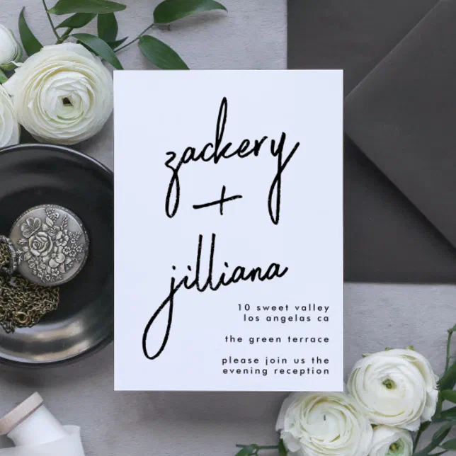 Modern Custom Stylish Names Wedding Reception Enclosure Card | Zazzle