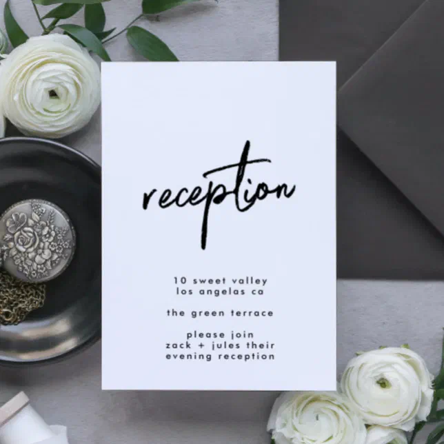 Modern Custom Stylish Wedding Reception Enclosure Card | Zazzle