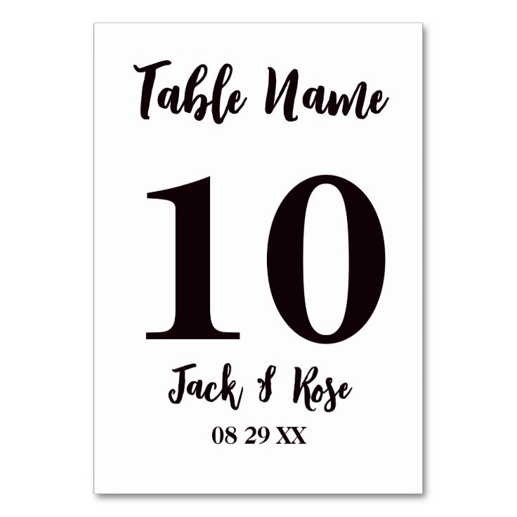 Modern Custom Table Name Wedding Table Number | Zazzle