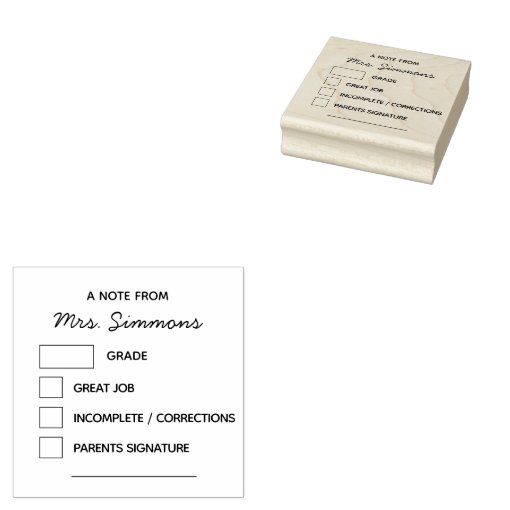 Modern Custom Teacher Homework Grade Great Job Rubber Stamp | Zazzle