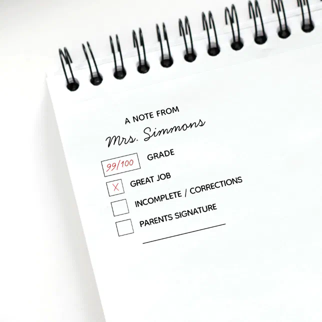 Modern Custom Teacher Homework Grade Great Job Rubber Stamp | Zazzle