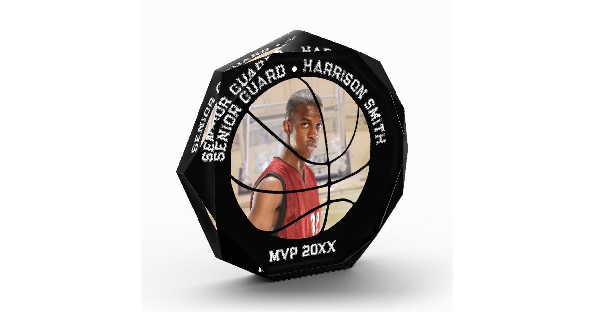 Modern Custom Team Photo Basketball Acrylic Award | Zazzle
