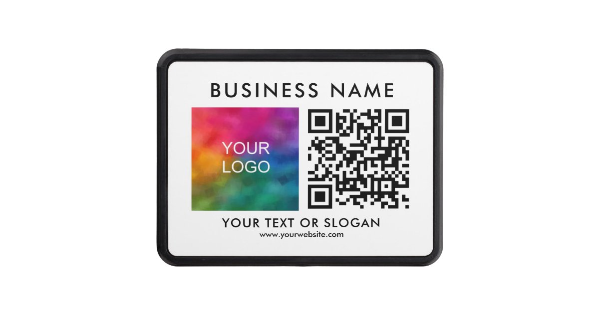 Modern Custom Template Business Logo QR Code Hitch Cover | Zazzle