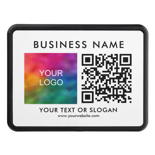 Modern Custom Template Business Logo QR Code Hitch Cover | Zazzle