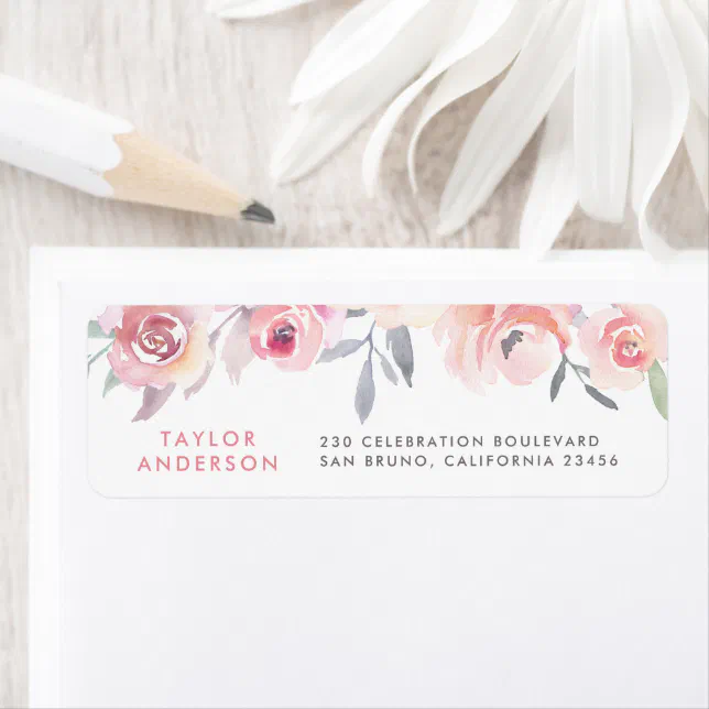 Modern Custom Text Typography Watercolor Floral Label | Zazzle