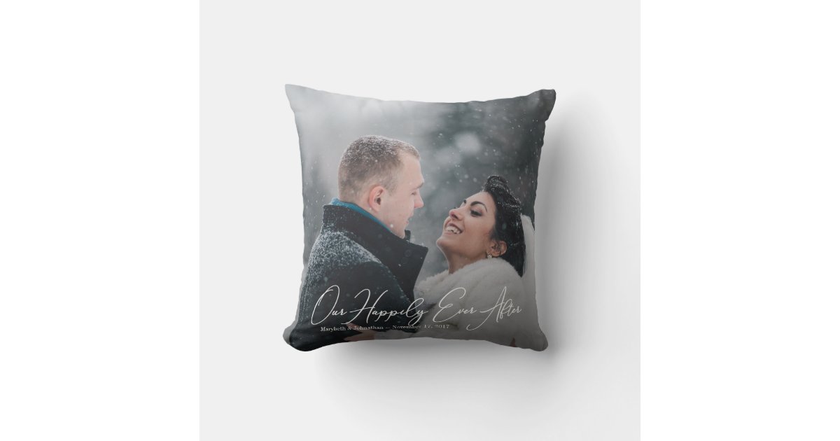 Modern Custom Wedding Photo Throw Pillow | Zazzle