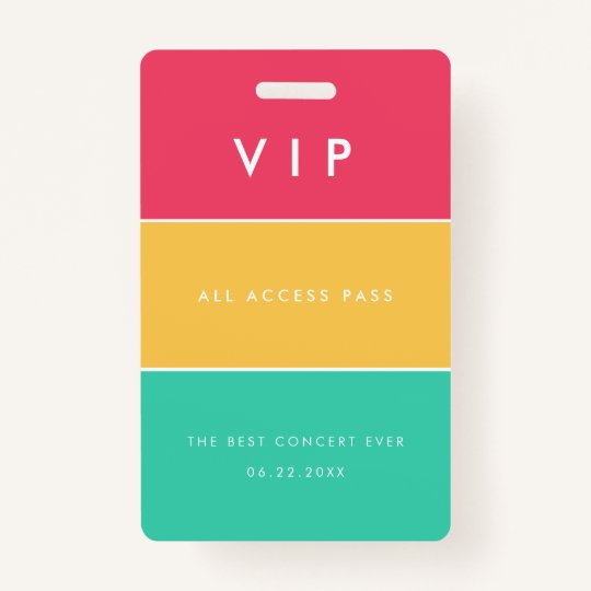 Modern customizable VIP All access pass Badge | Zazzle.com