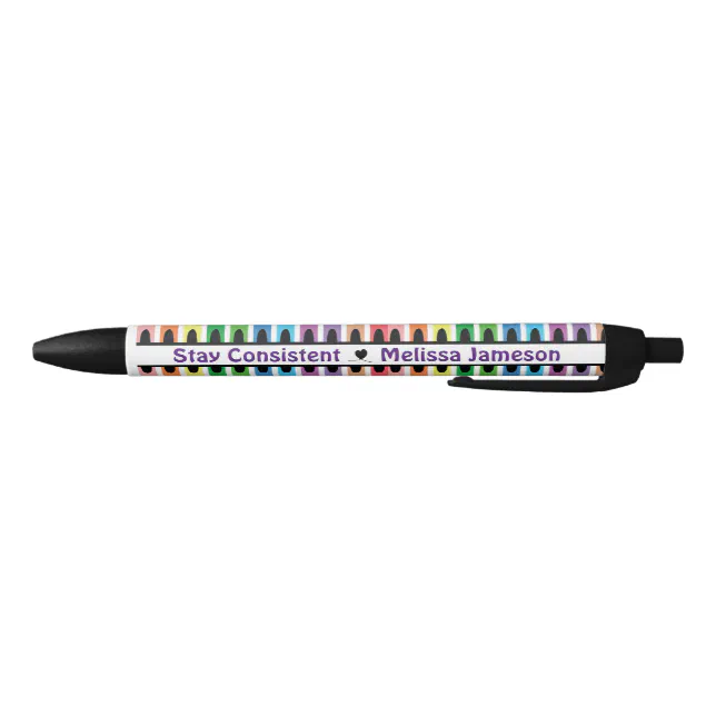 Modern Cute Back to School Name Colorful Crayon Pen | Zazzle