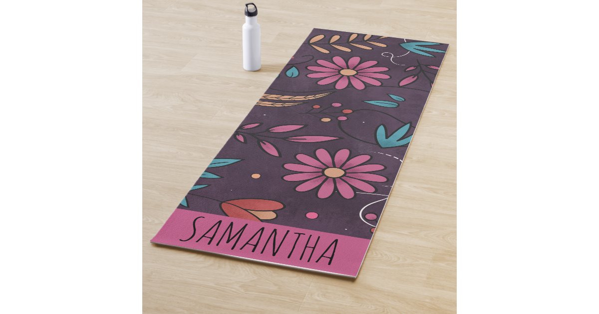 Modern Cute Big Floral Pattern Personalised Yoga Mat | Zazzle