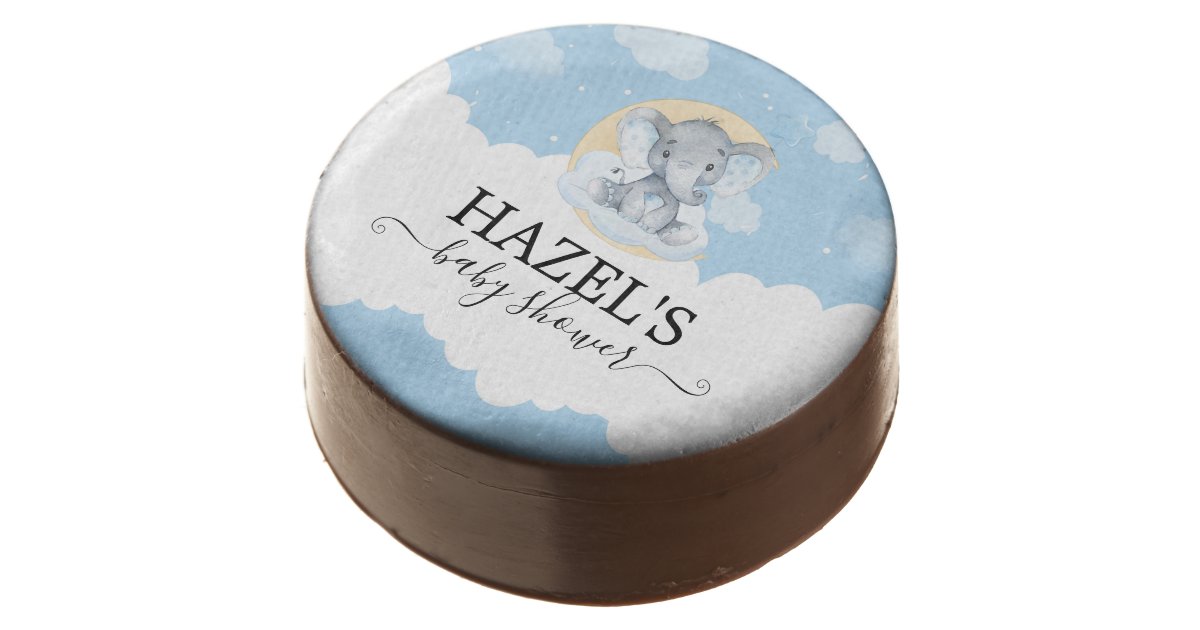 Modern Cute Blue Elephant Boy Baby Shower Chocolate Covered Oreo | Zazzle