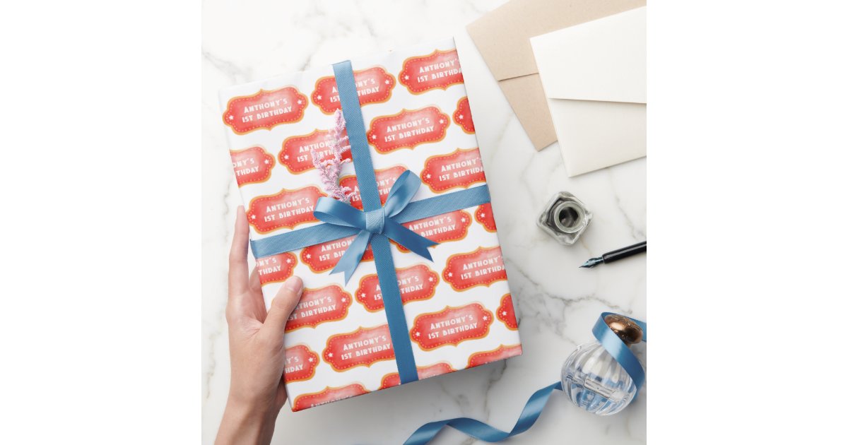 Modern Cute Circus Carnival First Birthday Wrapping Paper | Zazzle