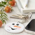 Modern Cute Custom Smiling Snowman face Keychain | Zazzle