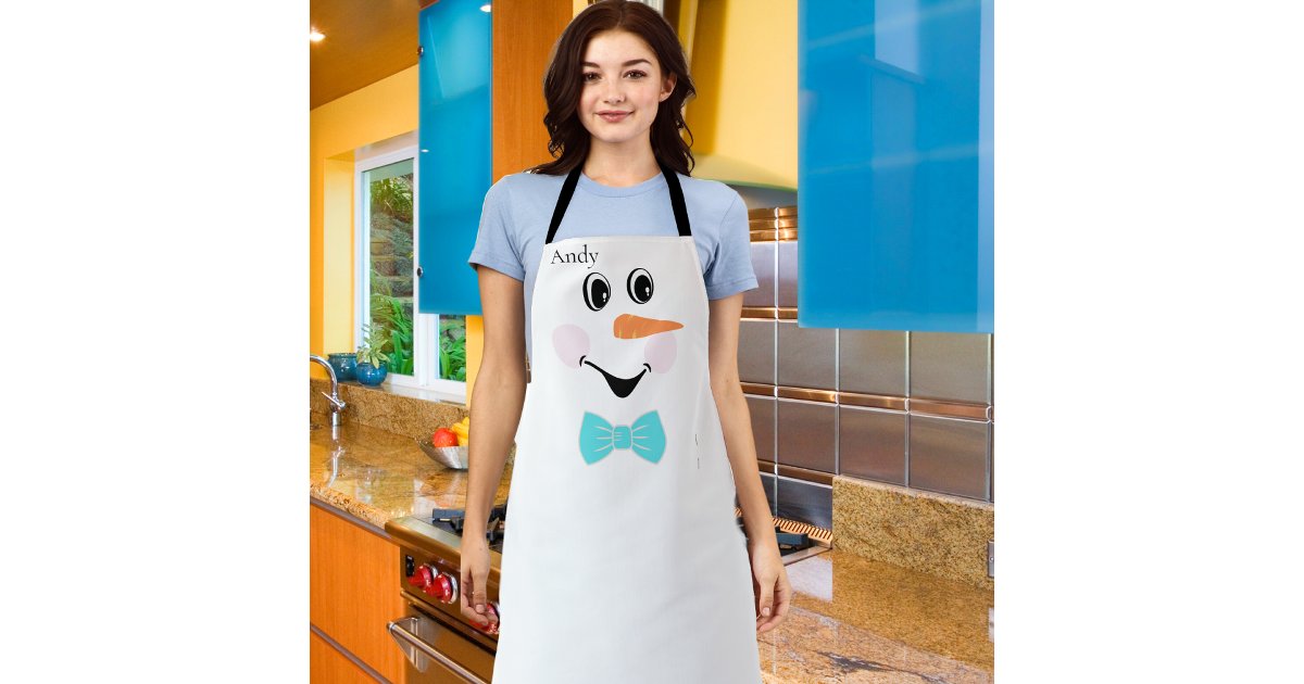 Modern Cute Custom Snowman face apron | Zazzle