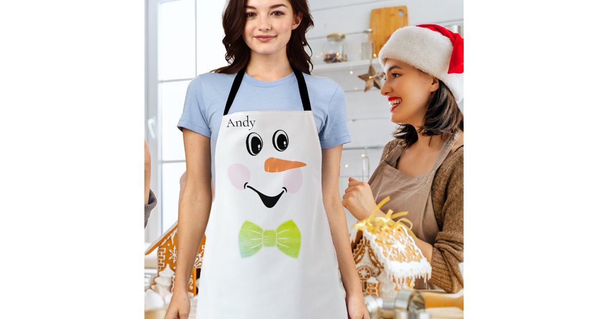 Modern Cute Custom Snowman face apron | Zazzle