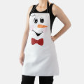 Modern Cute Custom Snowman face apron bow tie red | Zazzle