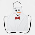 Modern Cute Custom Snowman face apron bow tie red | Zazzle