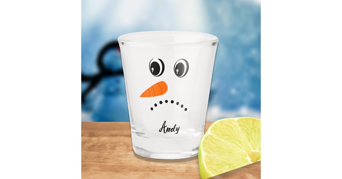 Modern Cute Custom Snowman face Shot Glass | Zazzle