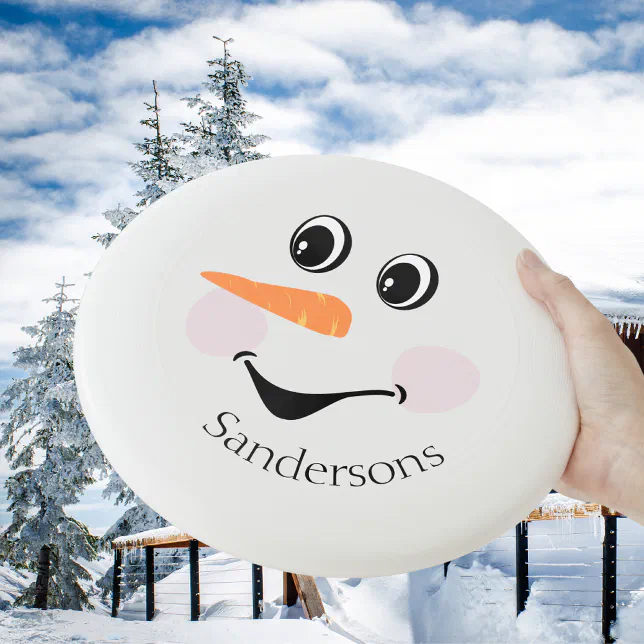 Modern Cute Custom Snowman face Wham-O Frisbee | Zazzle