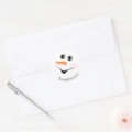 Modern Cute Custom Snowman face Winter Party Classic Round Sticker | Zazzle