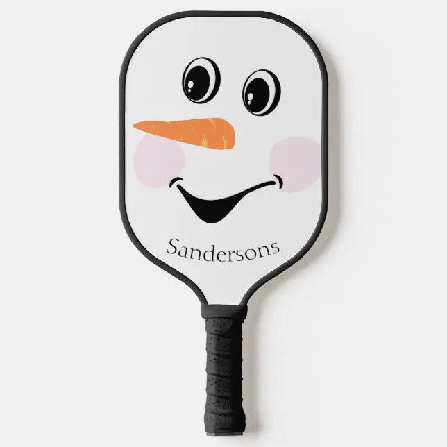 Modern Cute Custom Snowman face Winter Pickleball Paddle | Zazzle