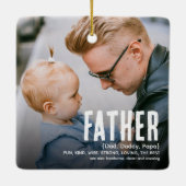 Modern Cute FATHER Definition 2 Photo Christmas Ceramic Ornament | Zazzle