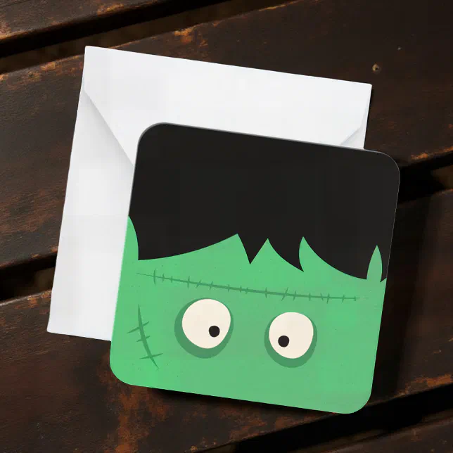 Modern Cute Frankenstein Monster Halloween Note Card | Zazzle
