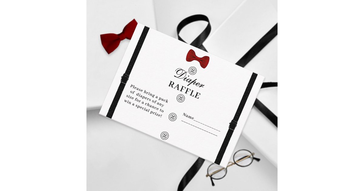 Modern Cute Gentleman Baby Shower Diaper Raffle Enclosure Card | Zazzle