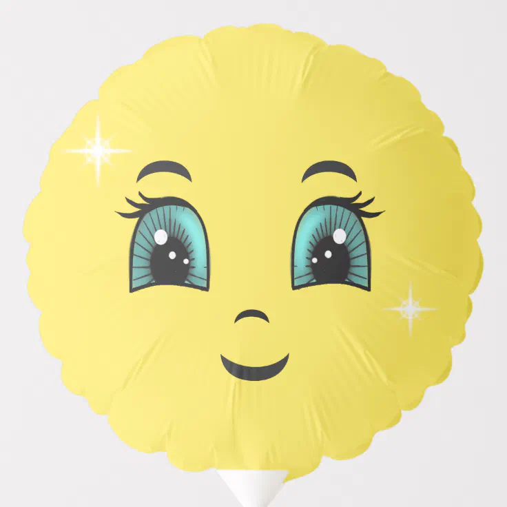 Modern Cute Happy Face Cartoon Balloon | Zazzle