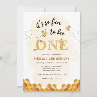 Modern Cute It’s so fun to bee one first birthday Invitation | Zazzle