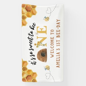 Modern Cute It’s so sweet to bee first birthday Banner | Zazzle