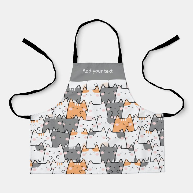 Modern Cute Kawaii Funny Cats Pattern Apron | Zazzle